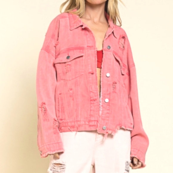 POL | Jackets & Coats | New Pol Distressed Twill Jacket | Poshmark